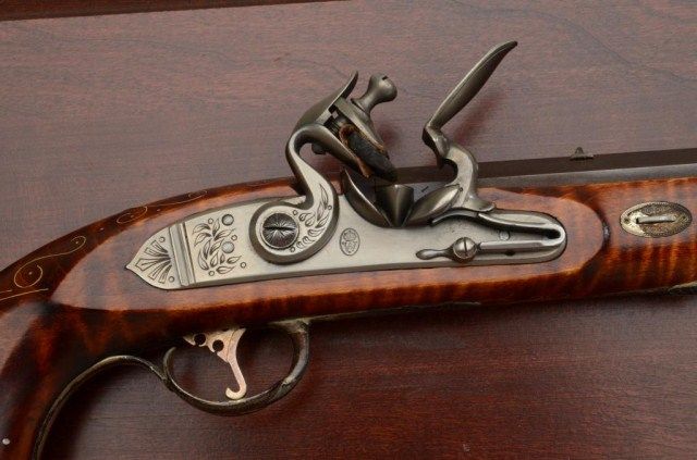 Contemporary Andrew Jackson commemorative cased flintlock pistol marked ...