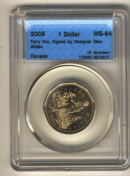 1 Dollar 2005, CCCS MS-64; Terry Fox, Signed by Designer Stan Witten ...