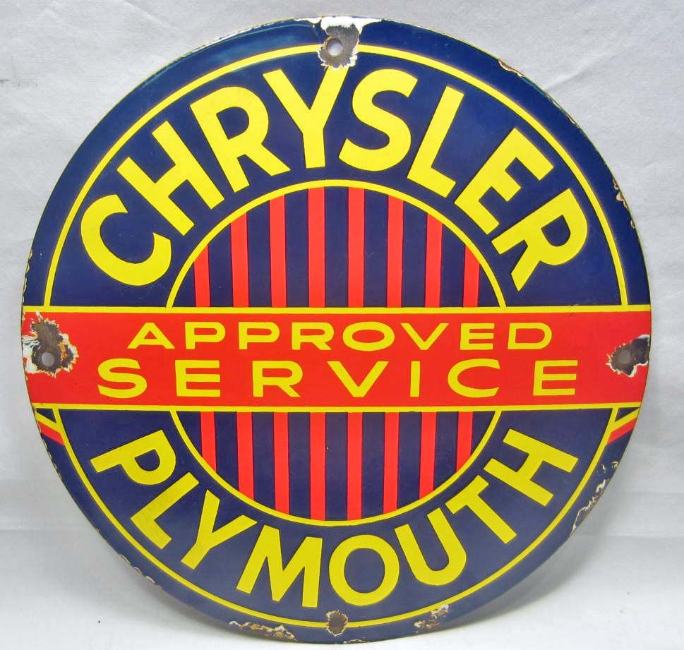 CHRYSLER PLYMOUTH PORCELAIN ADVERTISING SIGN