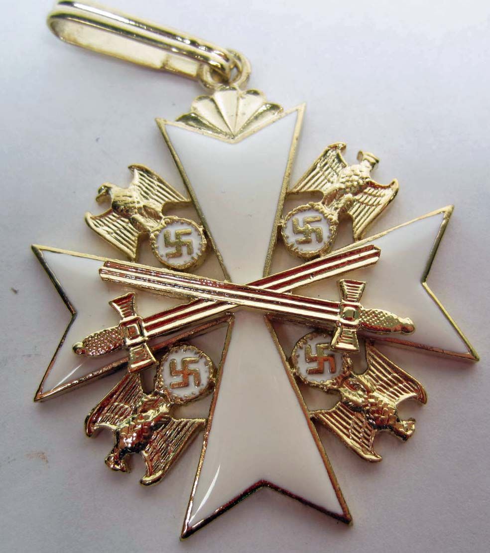 GERMAN NAZI WHITE ENAMELED MEDAL W/ RIBBON