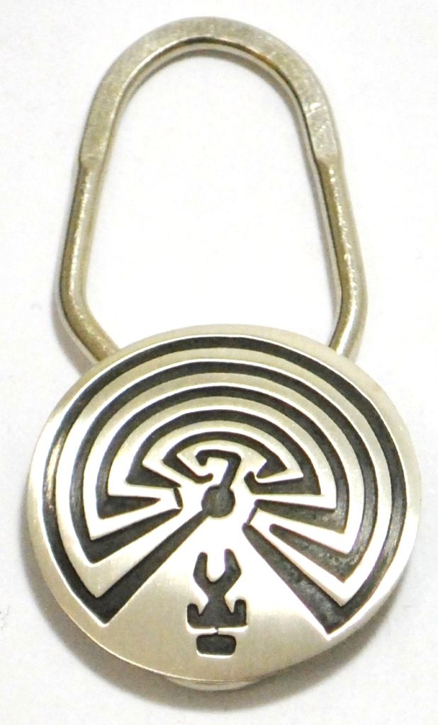 Navajo Sterling Silver Man on Maze Keyring - Stanley Gene