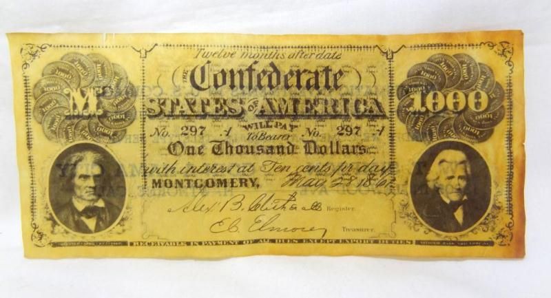 1861 Confederate $1,000 Promotional Note
