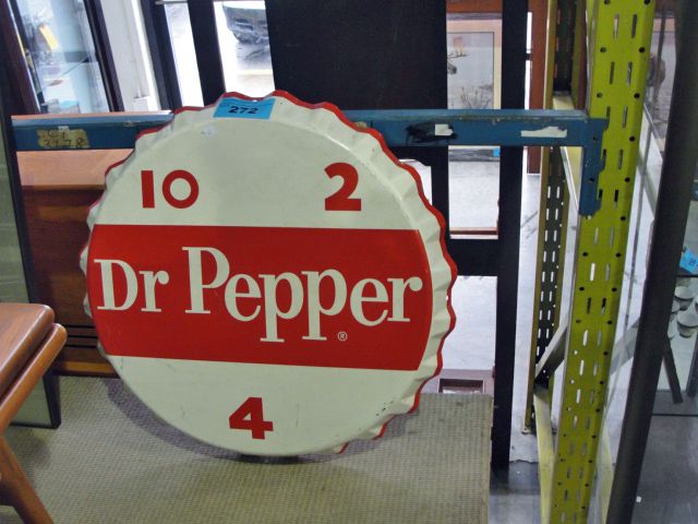 Vintage Dr Pepper button tin sign circa 1950s