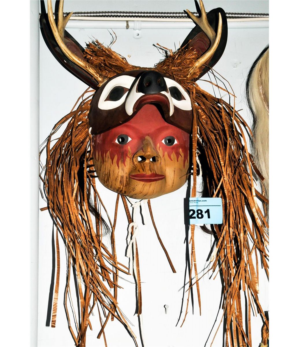 West coast native carved wooden mask