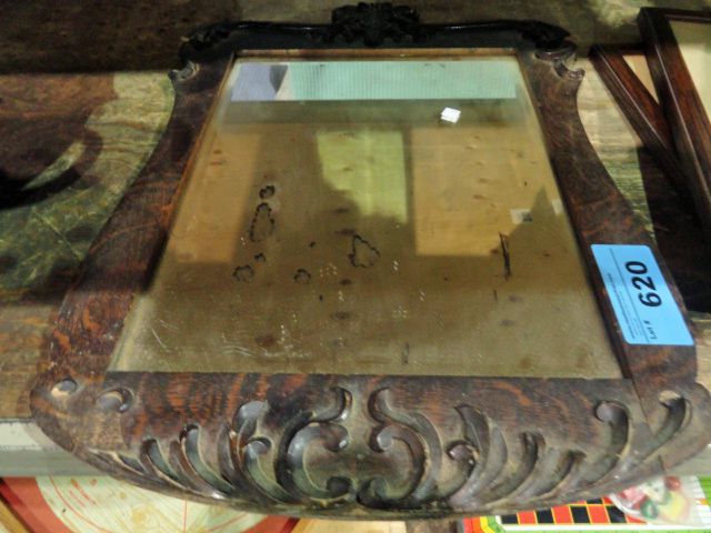 Fumed oak framed mirror