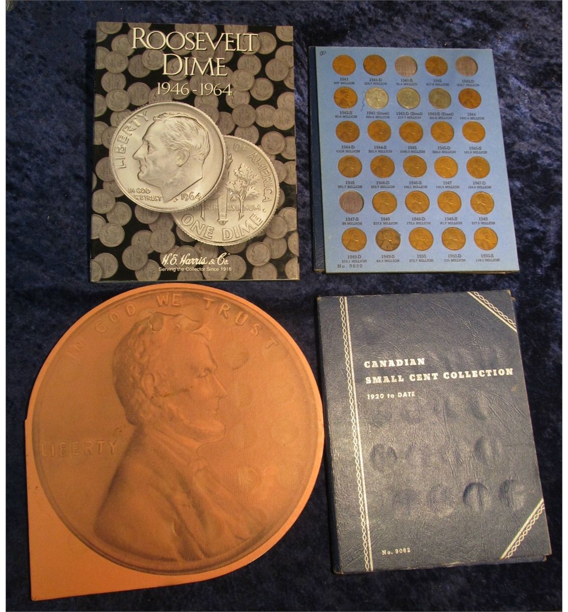 62. Roosevelt Dime 1946-64 Harris Album Used; 1909-29D Cent New England ...