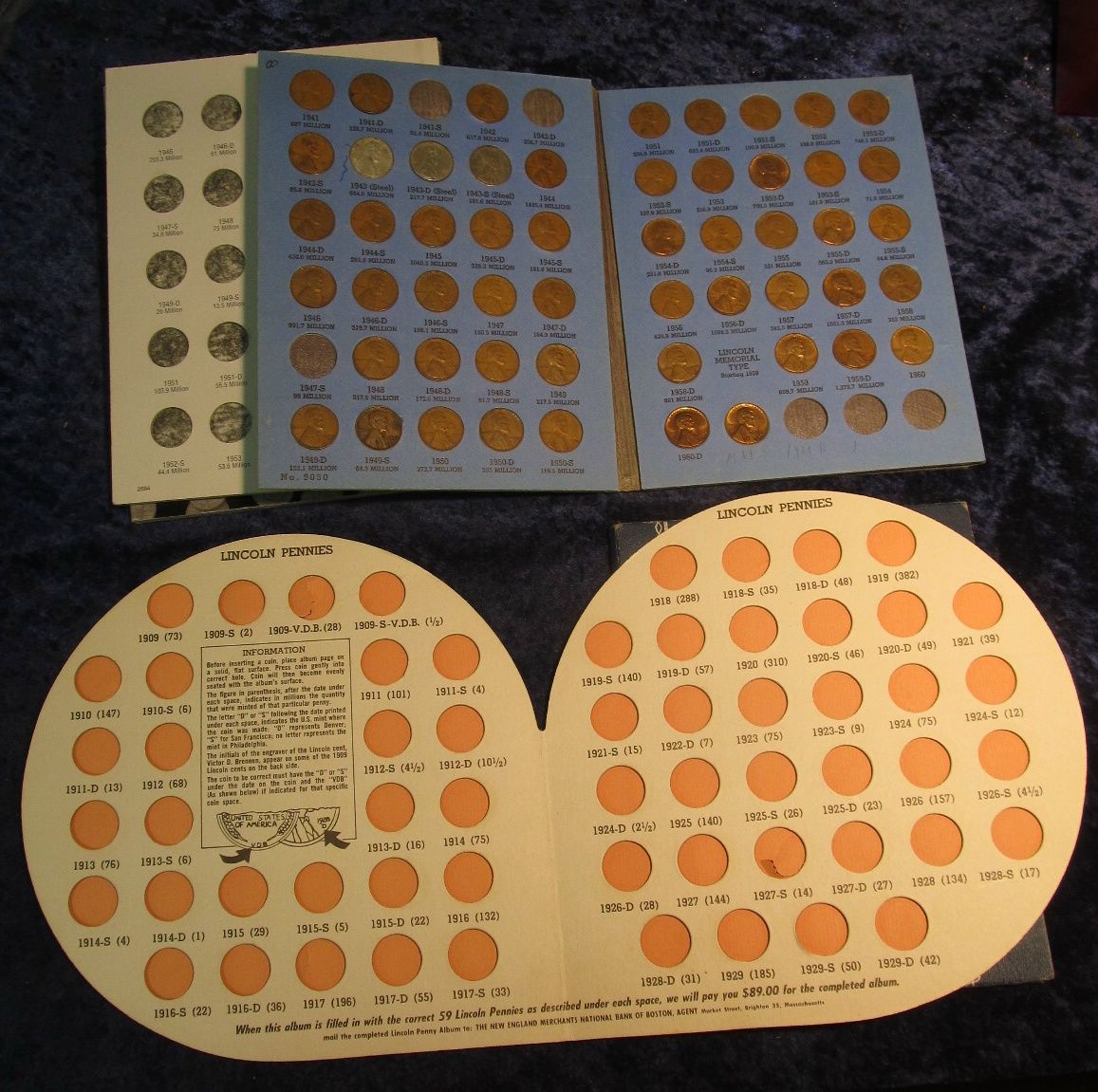 62. Roosevelt Dime 1946-64 Harris Album Used; 1909-29D Cent New England ...