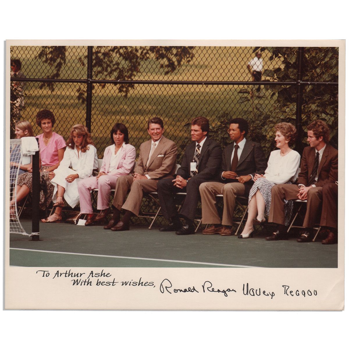 Ronald Reagan 10'' x 8'' Photo With Arthur Ashe