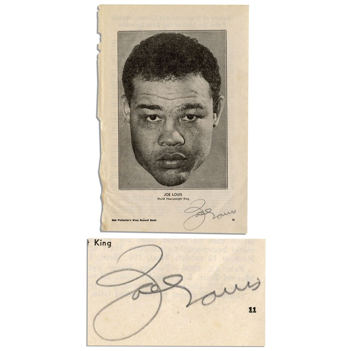 Joe Louis Pencil Signature to Page From 1948 Ring Record Book Listing ...