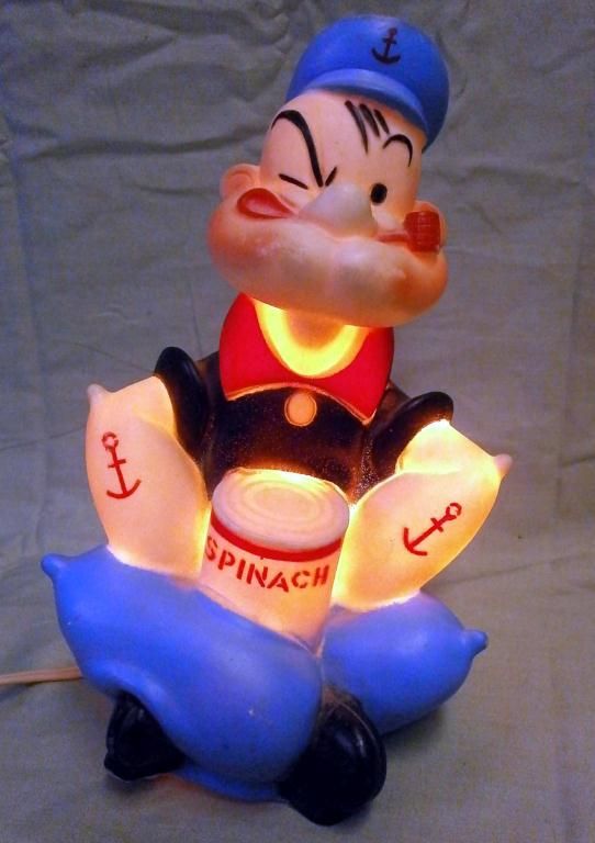 1959 8" Plastic Popeye Lamp - Alan Jay