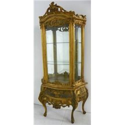 Heavily carved gilt Italian curio cabinet