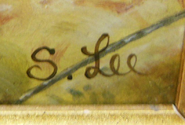 2 oil paintings "Interiors" signed S. Lee