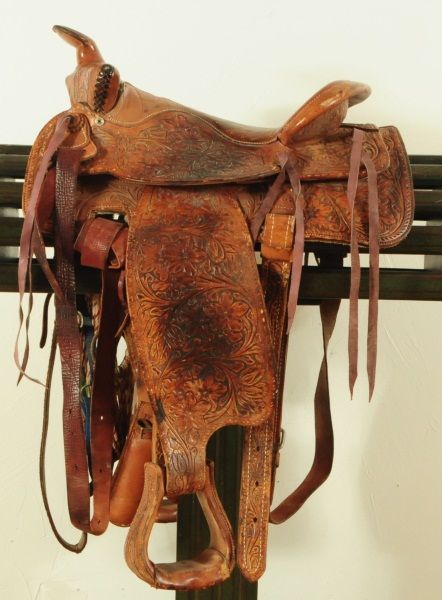 Bona Allen Tooled Western Saddle Ft. Worth Texas