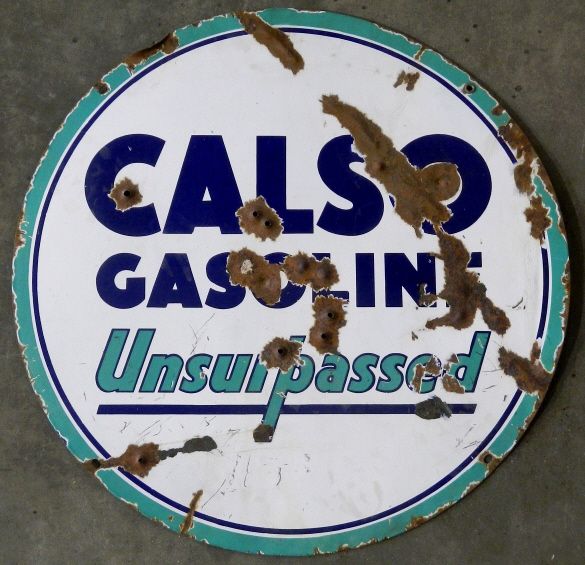Calso Gasoline Enamel Sign