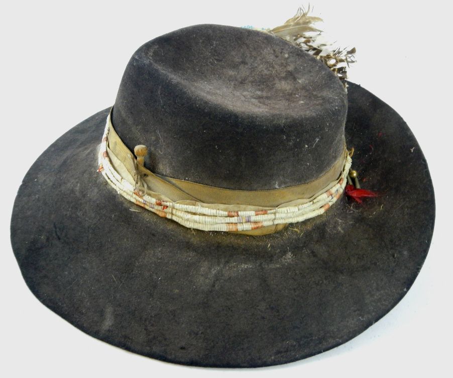 Early 1900's Beaver Hat with Quill Work Hat Band