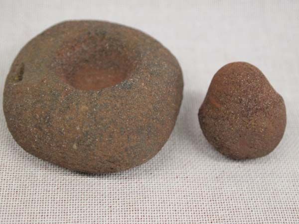 Native American Stone Paint Pot and Pestal