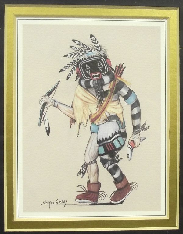 4 Framed Prints of Hopi Kachinas - Carole Bourdo