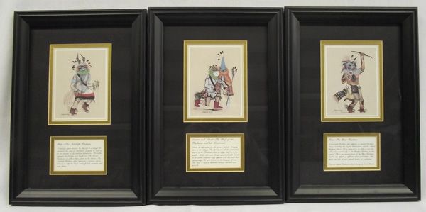 3 Framed Hopi Kachina Prints - Carole Bourdo