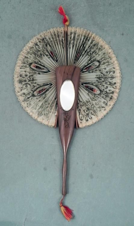 Cuban Vintage Souvenir Folding Fan & Hand Mirror Cuba