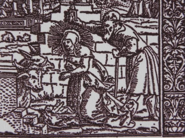 Marque de Martin Medieval Woodblock Print -Nativity