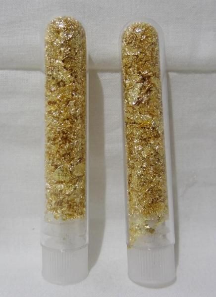 2 Large Vials 24k Gold Flakes