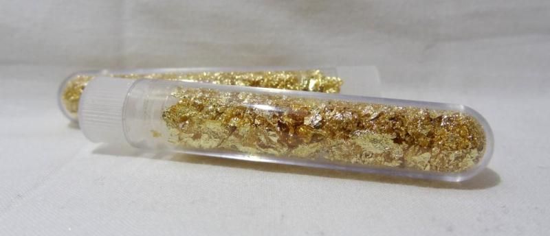 2 Large Vials 24k Gold Flakes