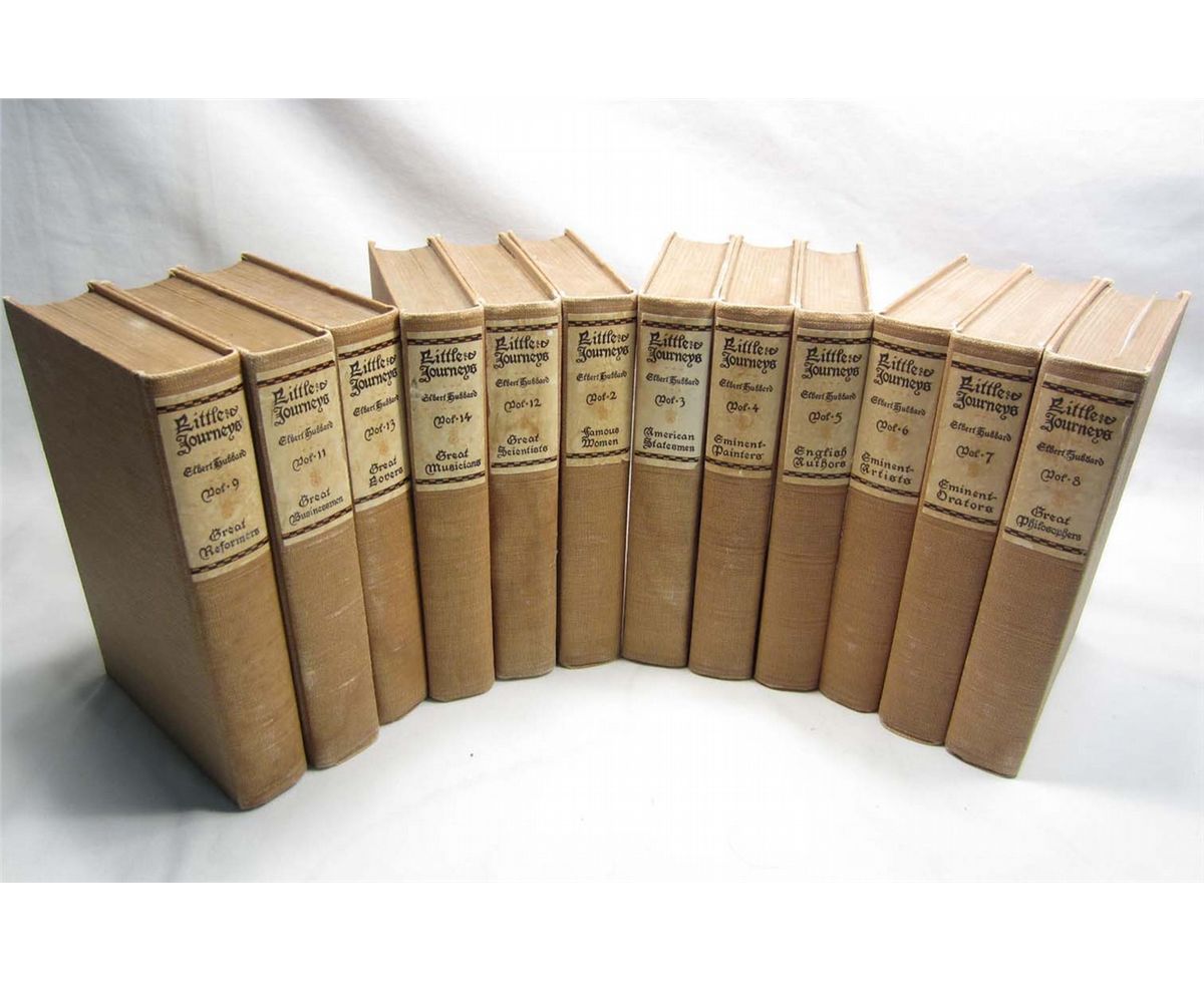 12 VOLUMES OF ELBERT HUBBARD'S "LITTLE JOURNEYS" HARDCOVER BOOKS