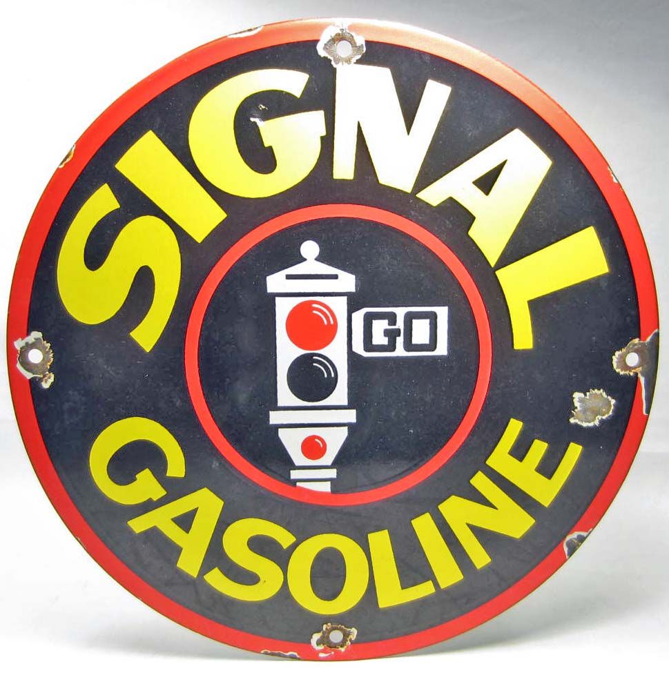 SIGNAL GASOLINE PUMP PORCELAIN ADVERTISING SIGN