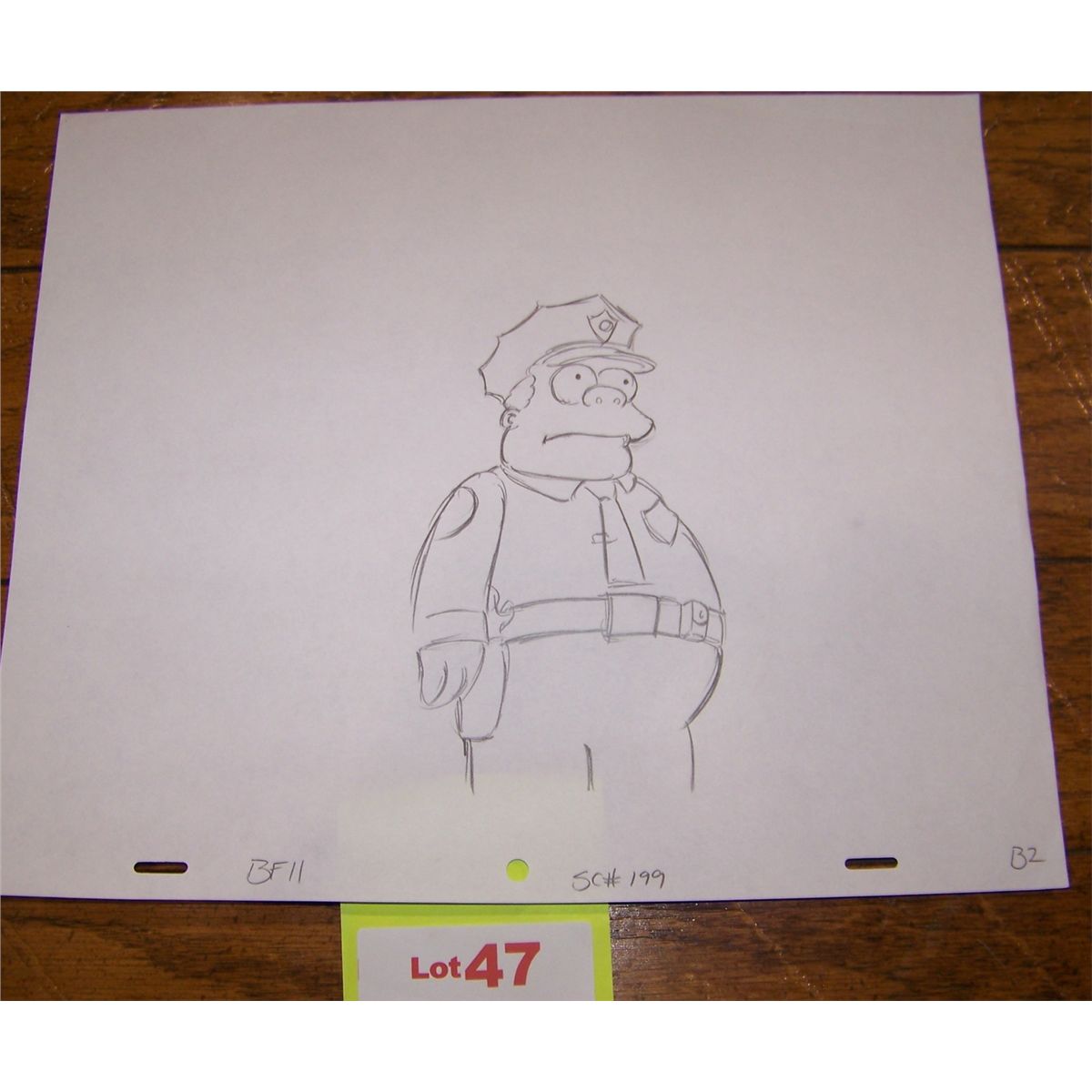 "THE SIMPSONS" RARE PENCIL SKETCH OF "CHIEF WIGGINS"