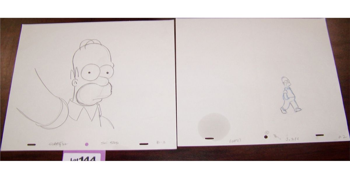 THE SIMPSONS "HOMER SIMPSON" ORIGINAL PENCIL PRODUCTION DRAWINGS