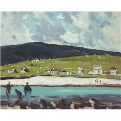 Henry Healy RHA (1909-1982) - FIGURES BY THE SHORE WITH COTTAGES AND ...