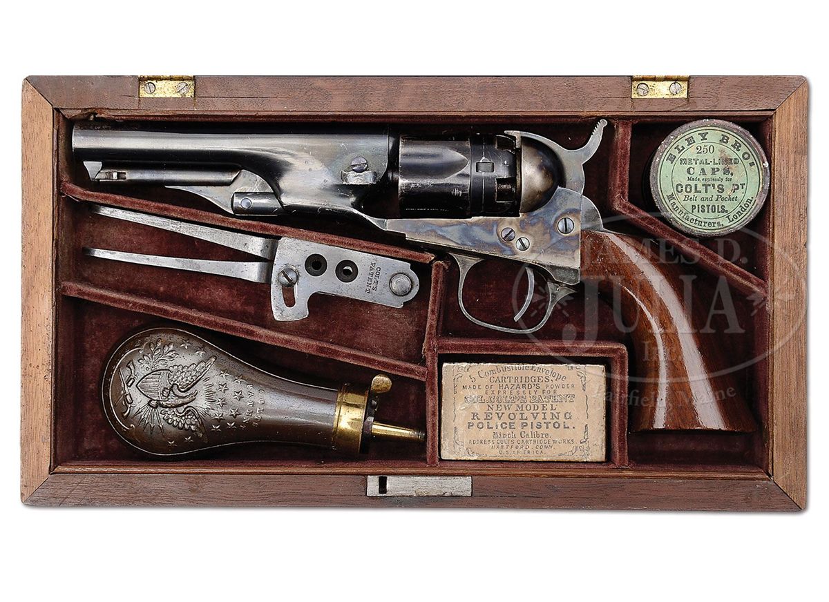 RARE CASED COLT MODEL 1862 POLICE PERCUSSION REVOLVER THAT WAS PART OF ...