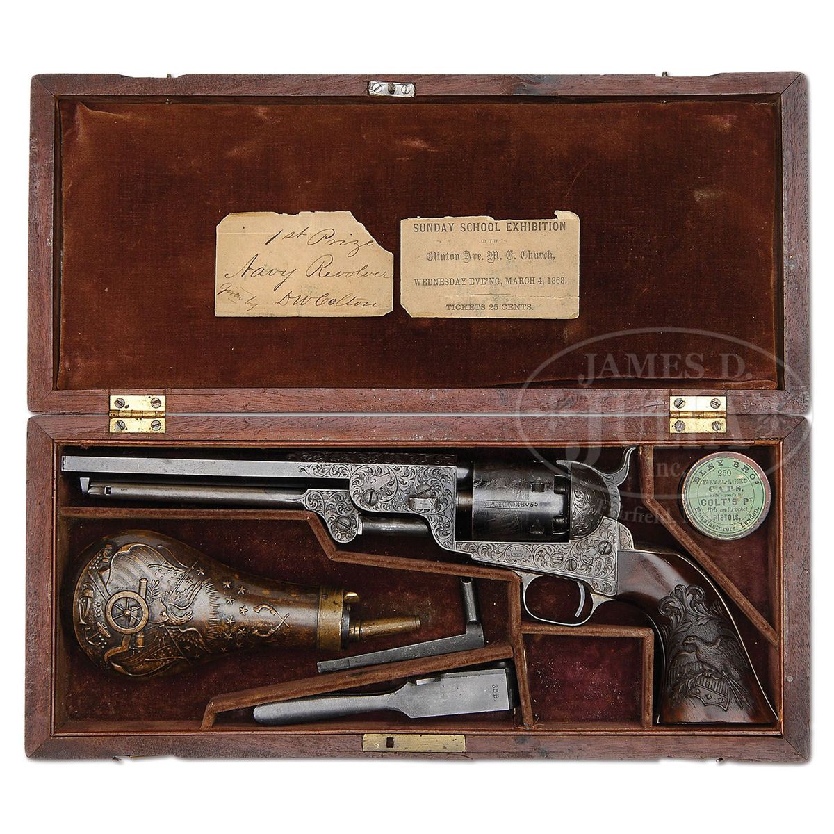 VERY RARE ENGRAVED COLT MODEL 1851 NAVY PERCUSSION REVOLVER.
