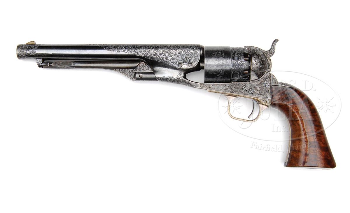 RARE & UNUSUAL CASED ENGRAVED COLT MODEL 1860 ARMY PERCUSSION REVOLVER.
