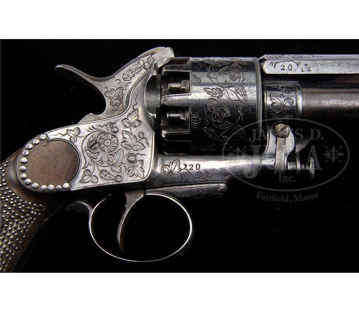 EXTRORDINARY CASED CONFEDERATE ENGRAVED AND SILVER INLAID BABY LEMAT ...