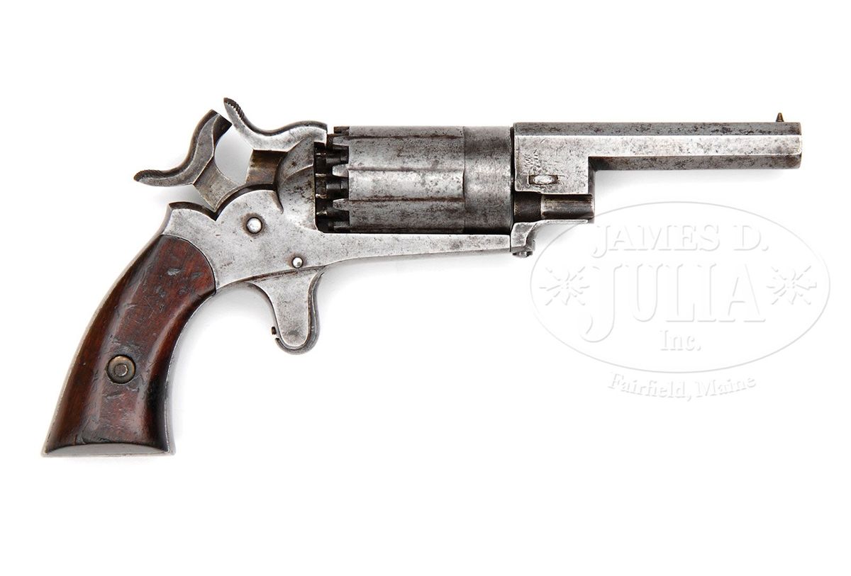 RARE WALCH IRON FRAME 10-SHOT PERCUSSION REVOLVER.