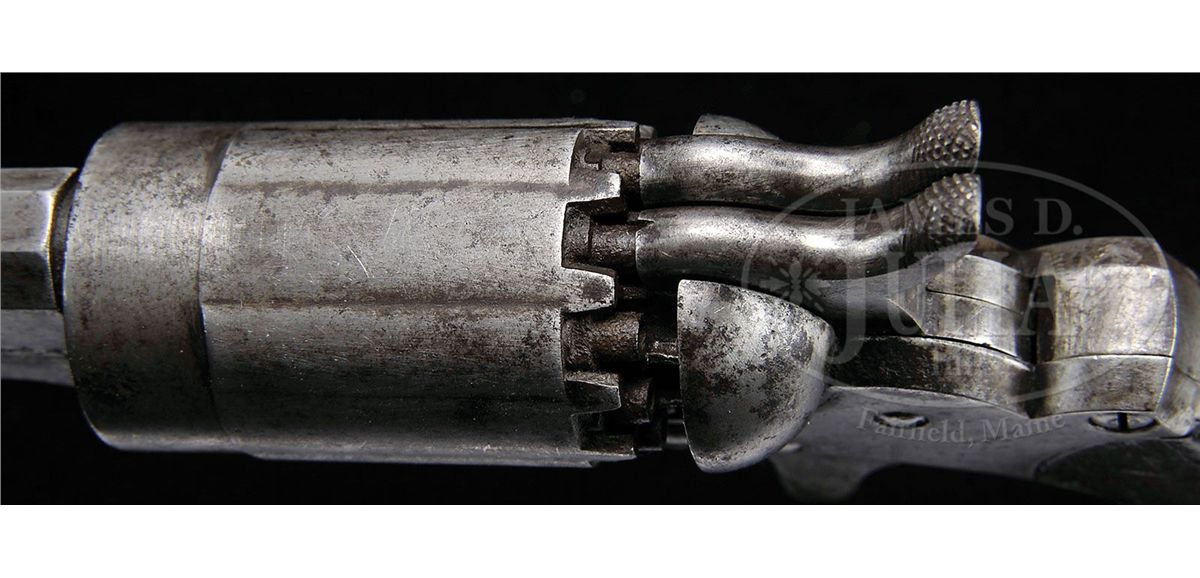 RARE WALCH IRON FRAME 10-SHOT PERCUSSION REVOLVER.