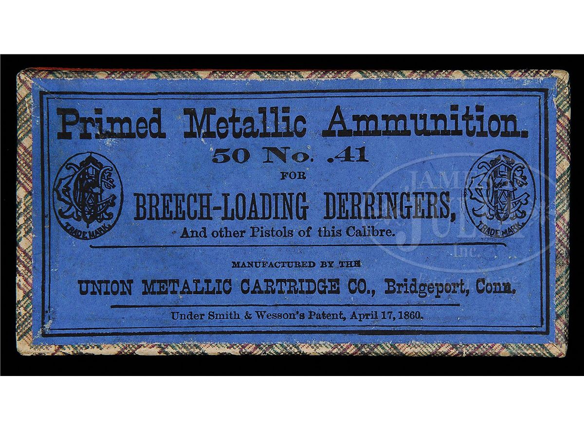 UNOPENED, SEALED, FULL BOX OF UNION METALLIC .41 CARTRIDGES.