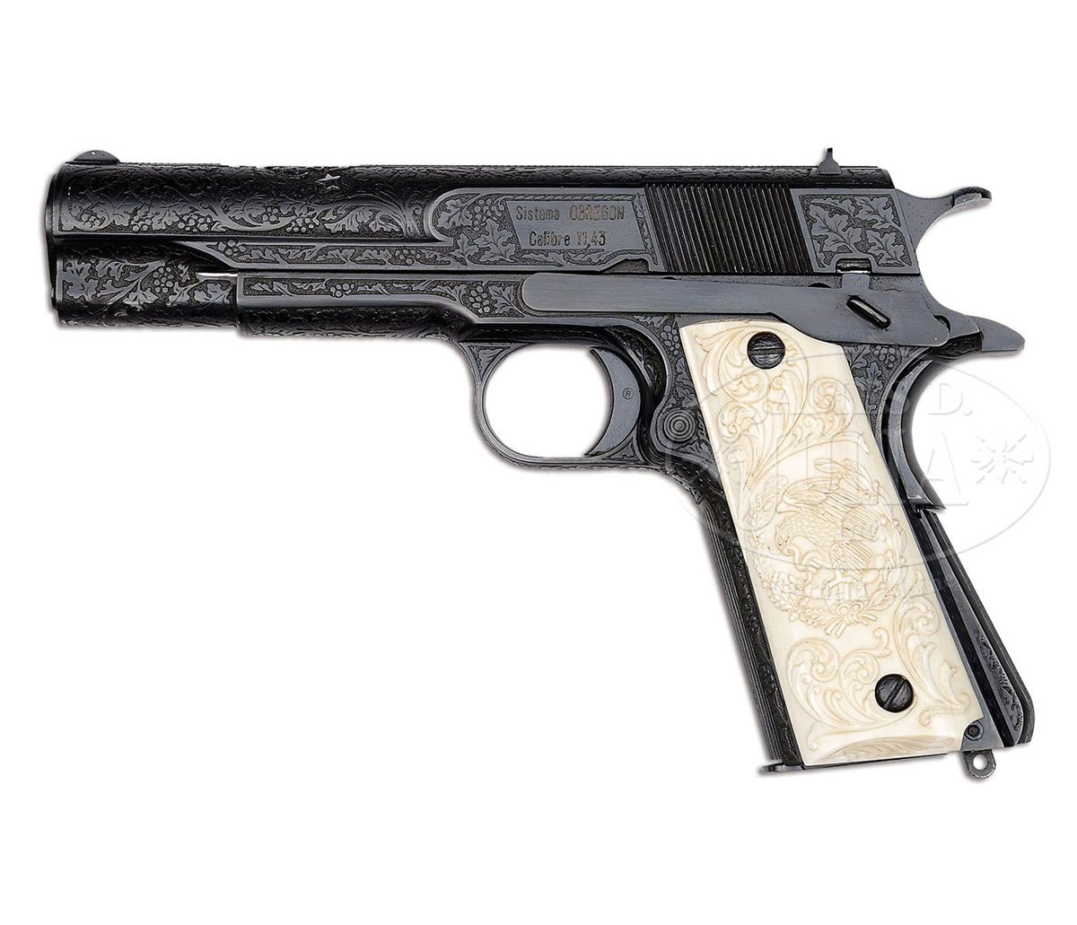 *RARE CUSTOM ENGRAVED OBREGON SEMI-AUTO PISTOL.