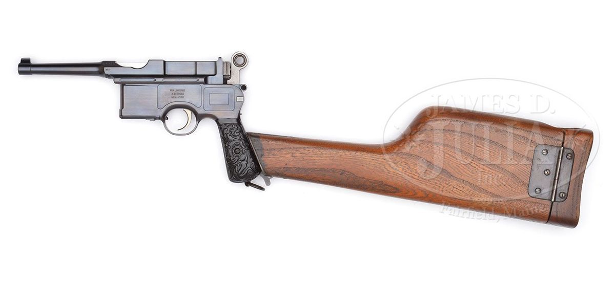 *RARE MAUSER C96 6-SHOT FIXED SIGHT WITH LARGE RING HAMMER AND STOCK.