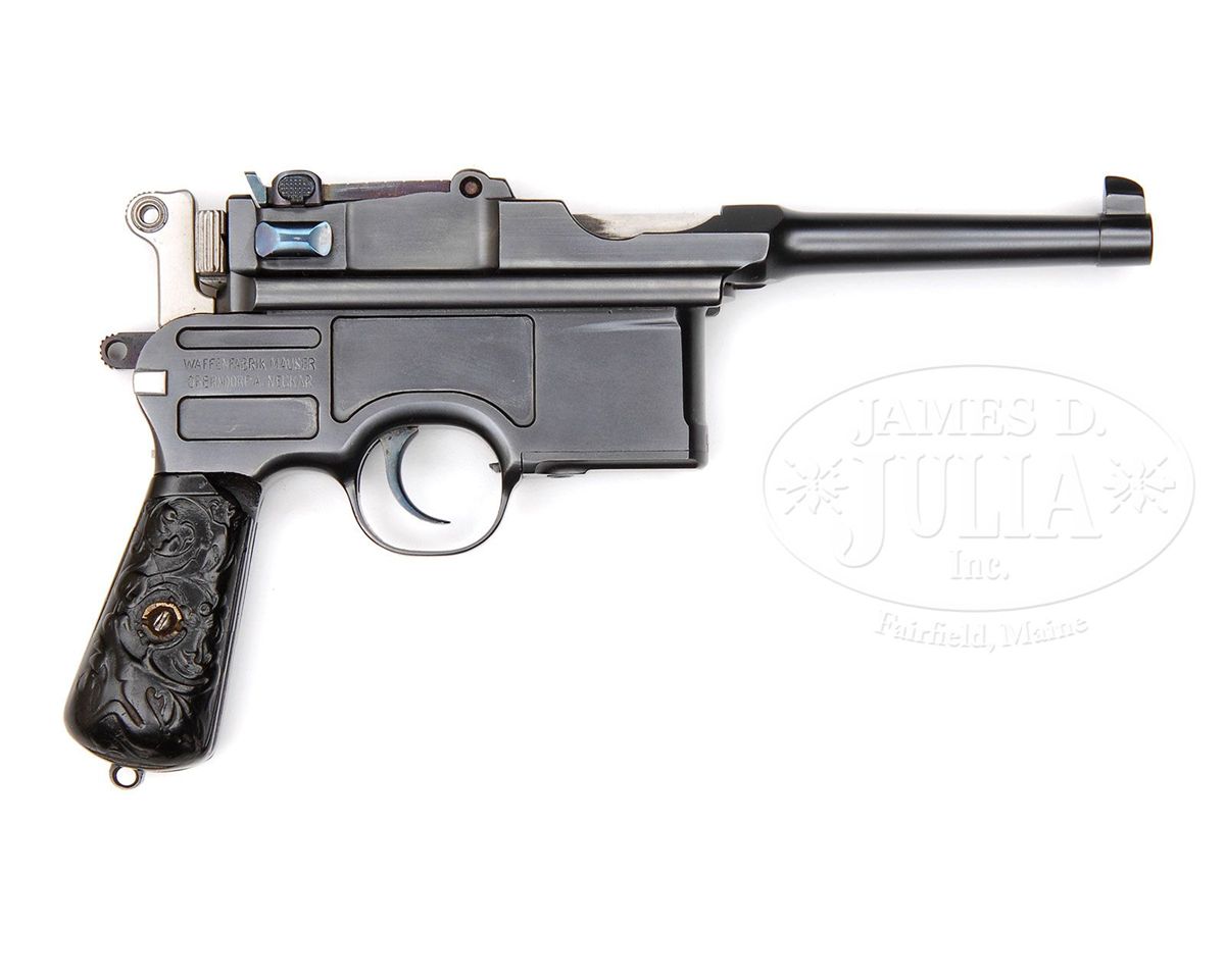 *SCARCE MAUSER C96 6-SHOT WITH ADJUSTABLE SIGHT & SMALL RING HAMMER.