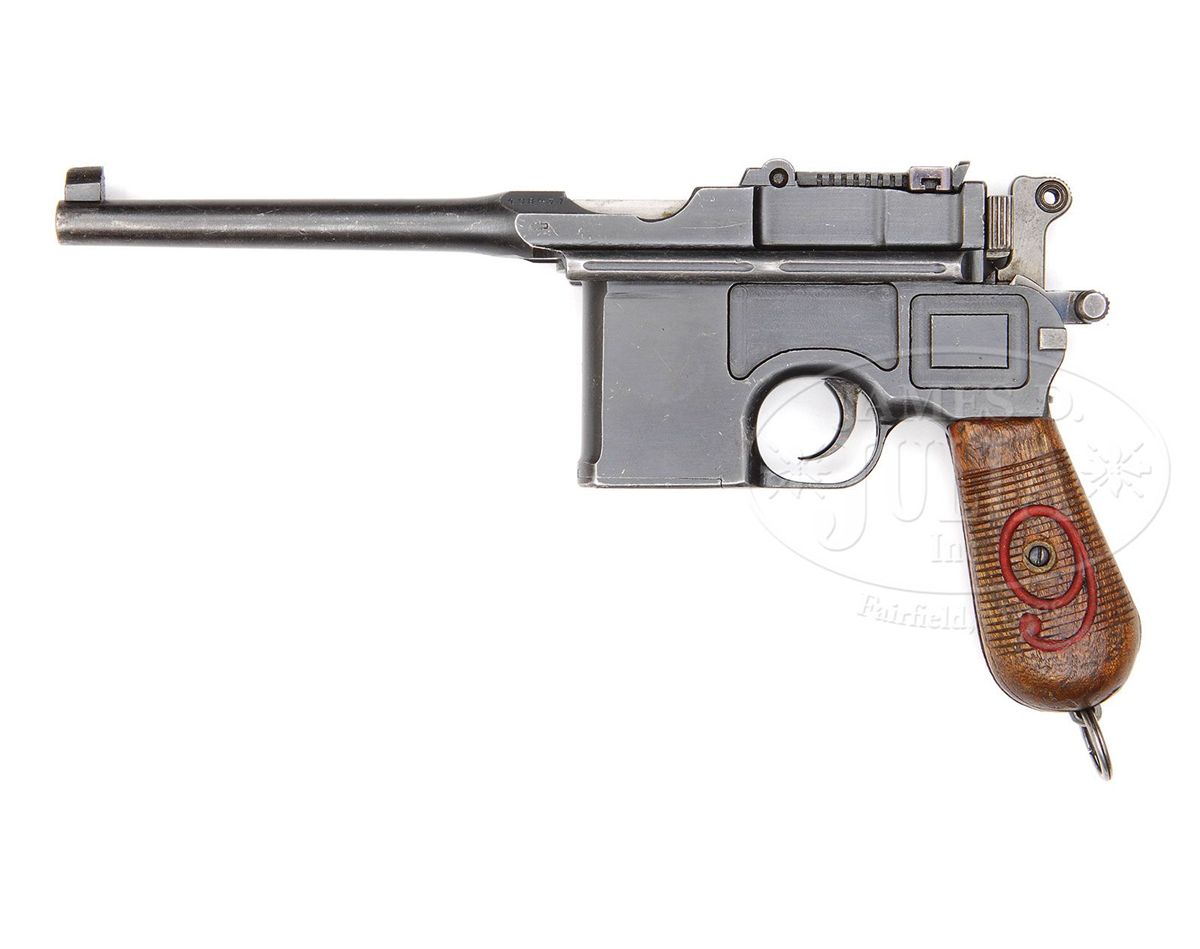 *MAUSER C96 RED 9 WITH PRUSSIAN EAGLE AND SHOULDER STOCK.