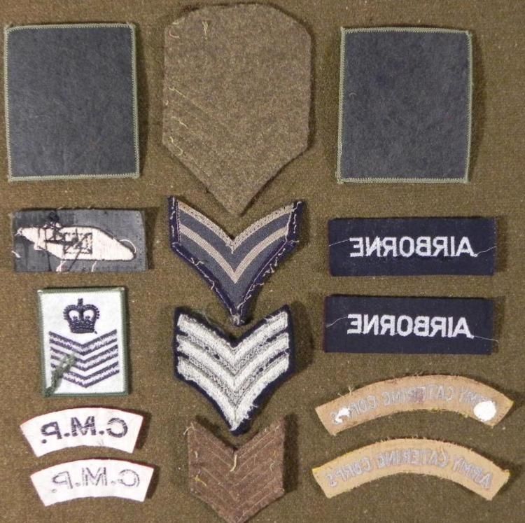 14 BRITISH MILITARY PATCHES-CHEVRONS, REGIMENTAL WWII-