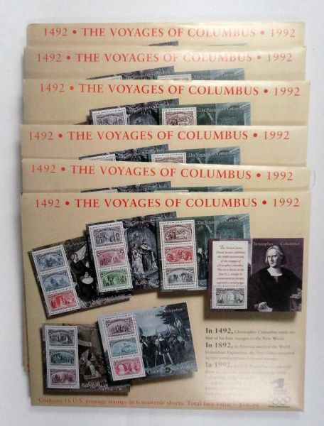 Lot of 6 1492-1992 The Voyages of Columbus Stamps by the U.S. Postal ...