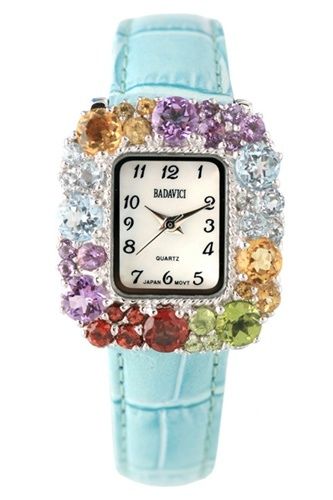 BADAVICI MULTI-GEMSTONE BEZEL WATCH