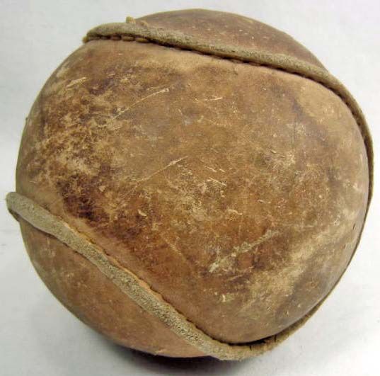 VERY EARLY BASEBALL OR SOFTBALL W/ RAISED SEAMS