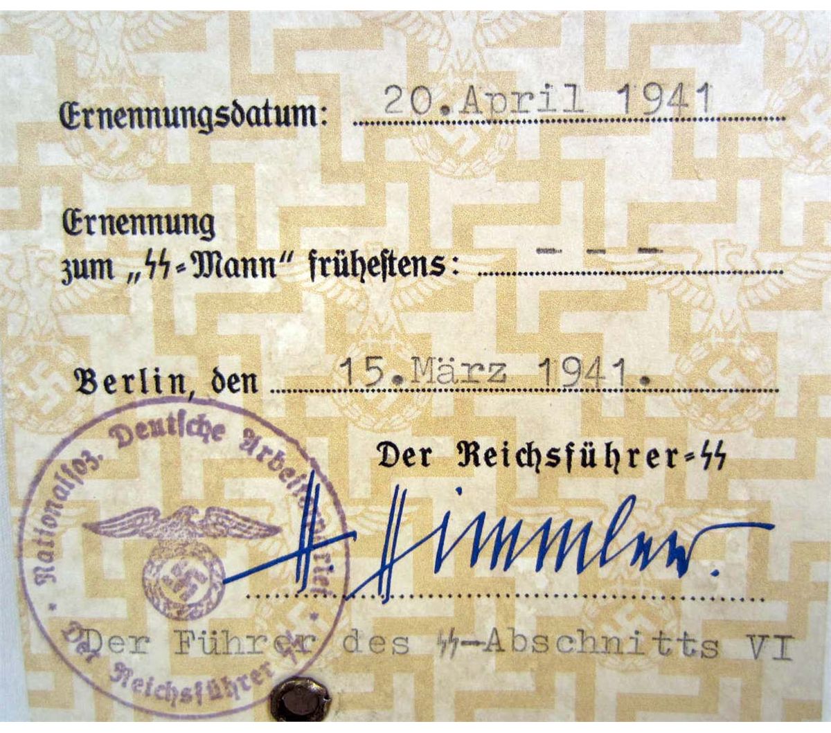 GERMAN NAZI NSDAP IDENTIFICATION CARD W/ PHOTO - AUSWEIS