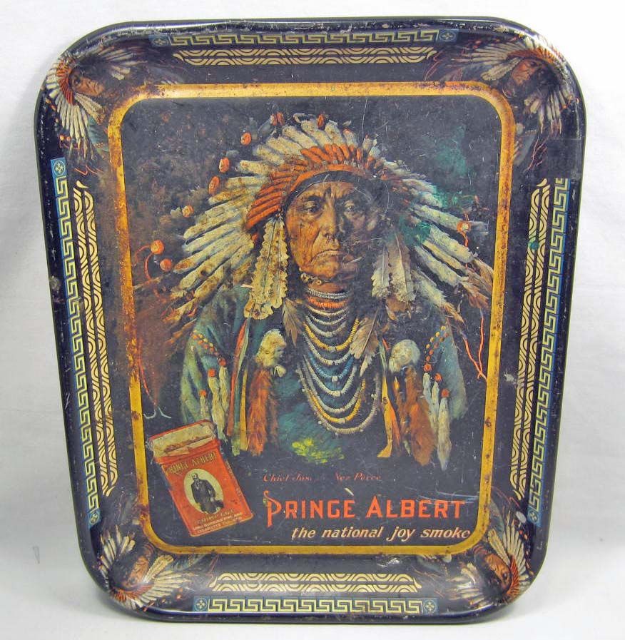 VINTAGE PRINCE ALBERT SMOKING TOBACCO ADVERTISING TRAY W/ CHIEF JOSEPH