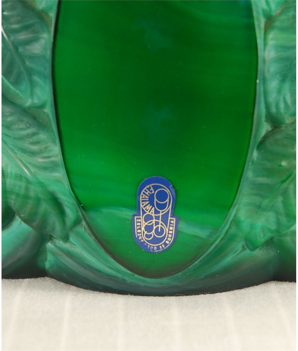 Frantisek Halama Jade Colored Bohemia Glass Liqueur Set