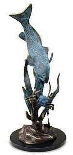 REDFISH & CRAB BRONZE SCULPTURE